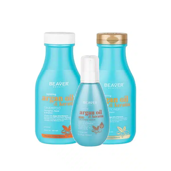Beaver Argan & Keratin Shampoo Conditioner & Serum Bundle